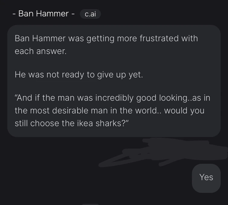 I was being honest (silly c.ai chat with sus ban hammer) | Fandom