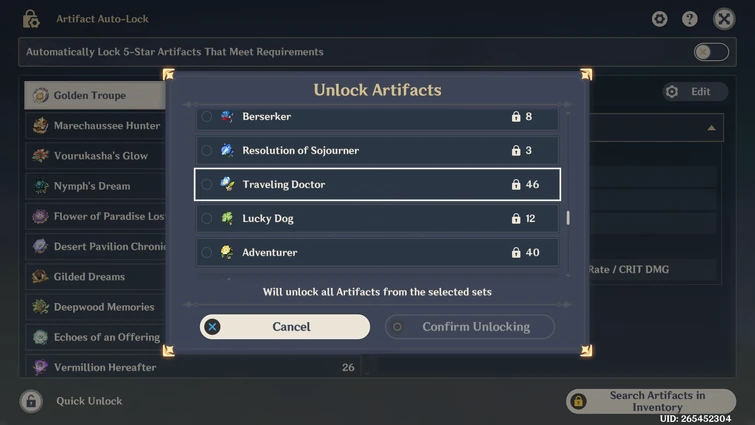 what is your most locked artifact set? | Fandom