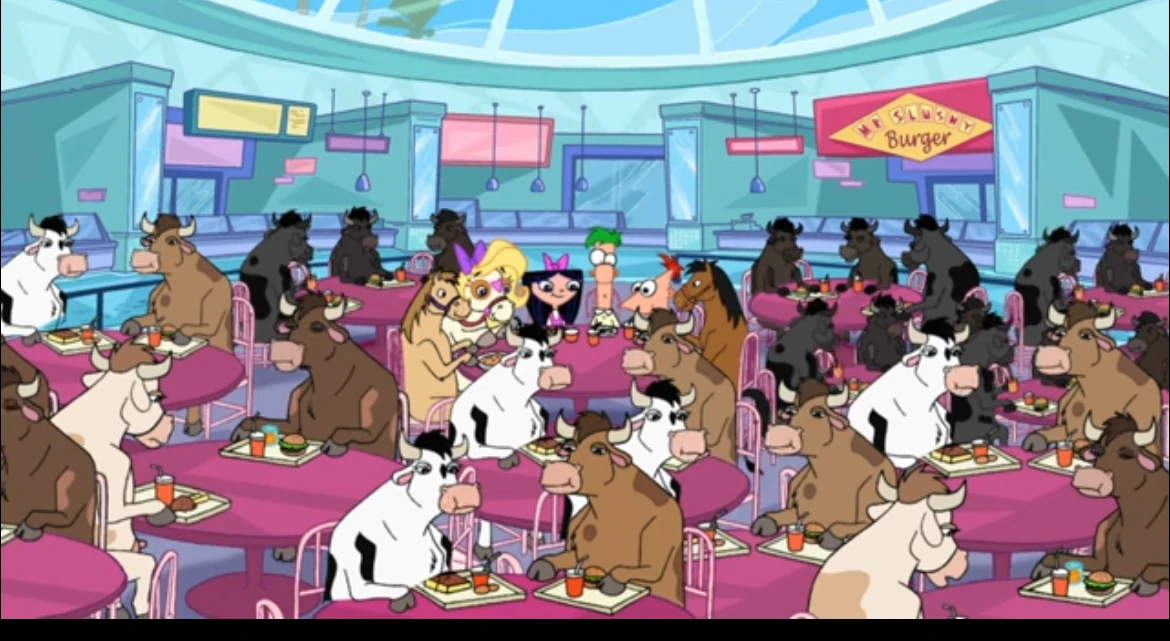 Cows eating burgers… | Fandom