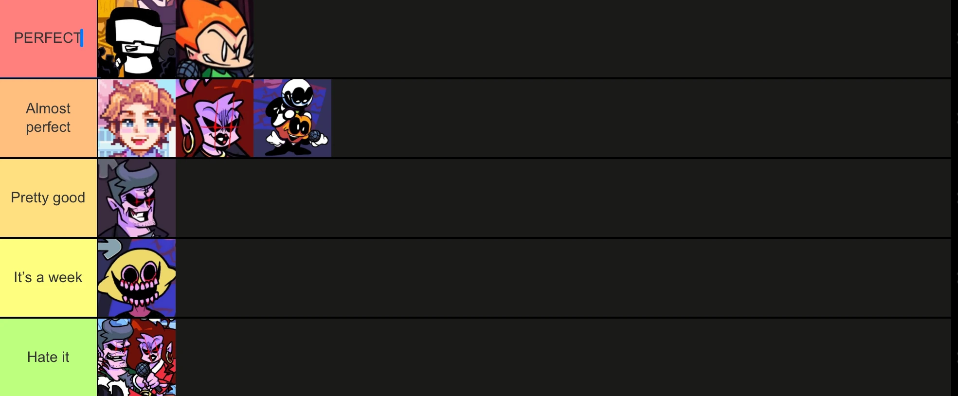 My fnf weeks 1-7 tier list | Fandom