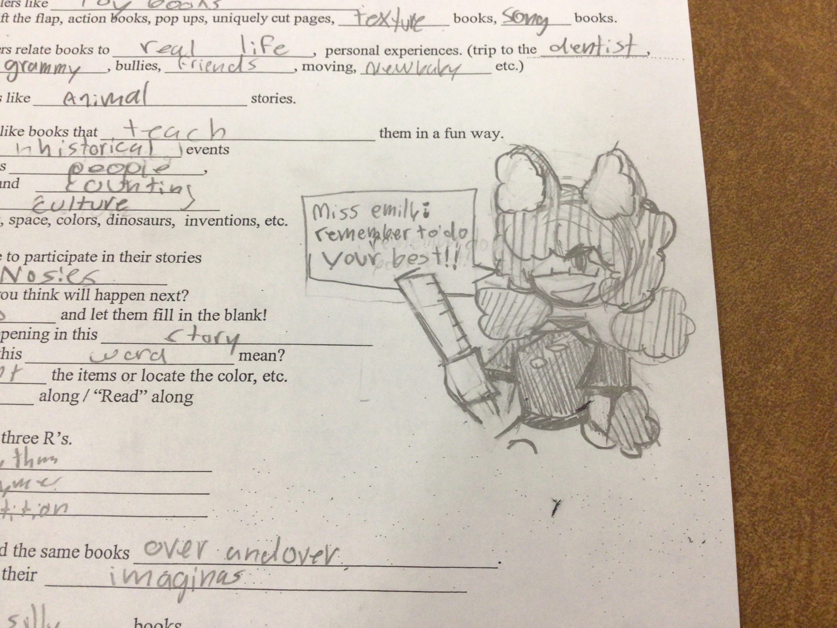 I drew miss Emily by memory on my assignment | Fandom