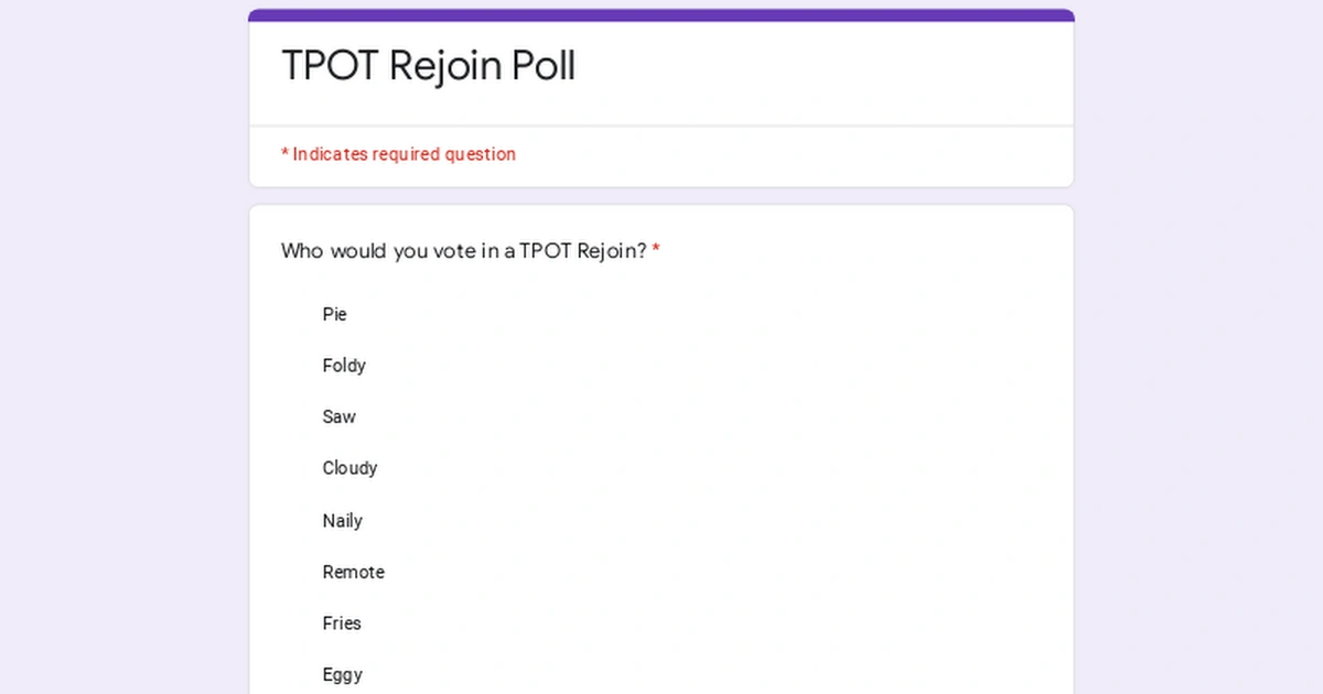 TPOT REJOIN POLL | Fandom