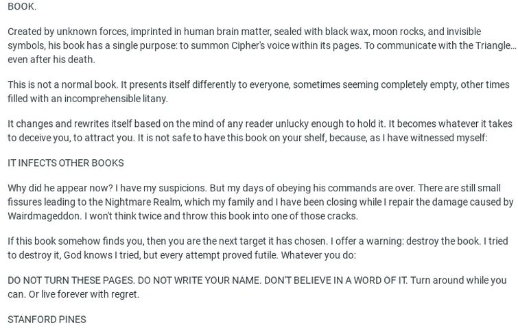 First page of the book of bill revealed on reddit | Fandom