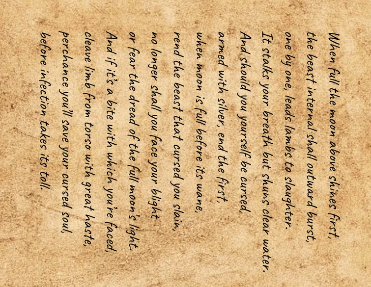 Werewolf poem transcript? | Fandom