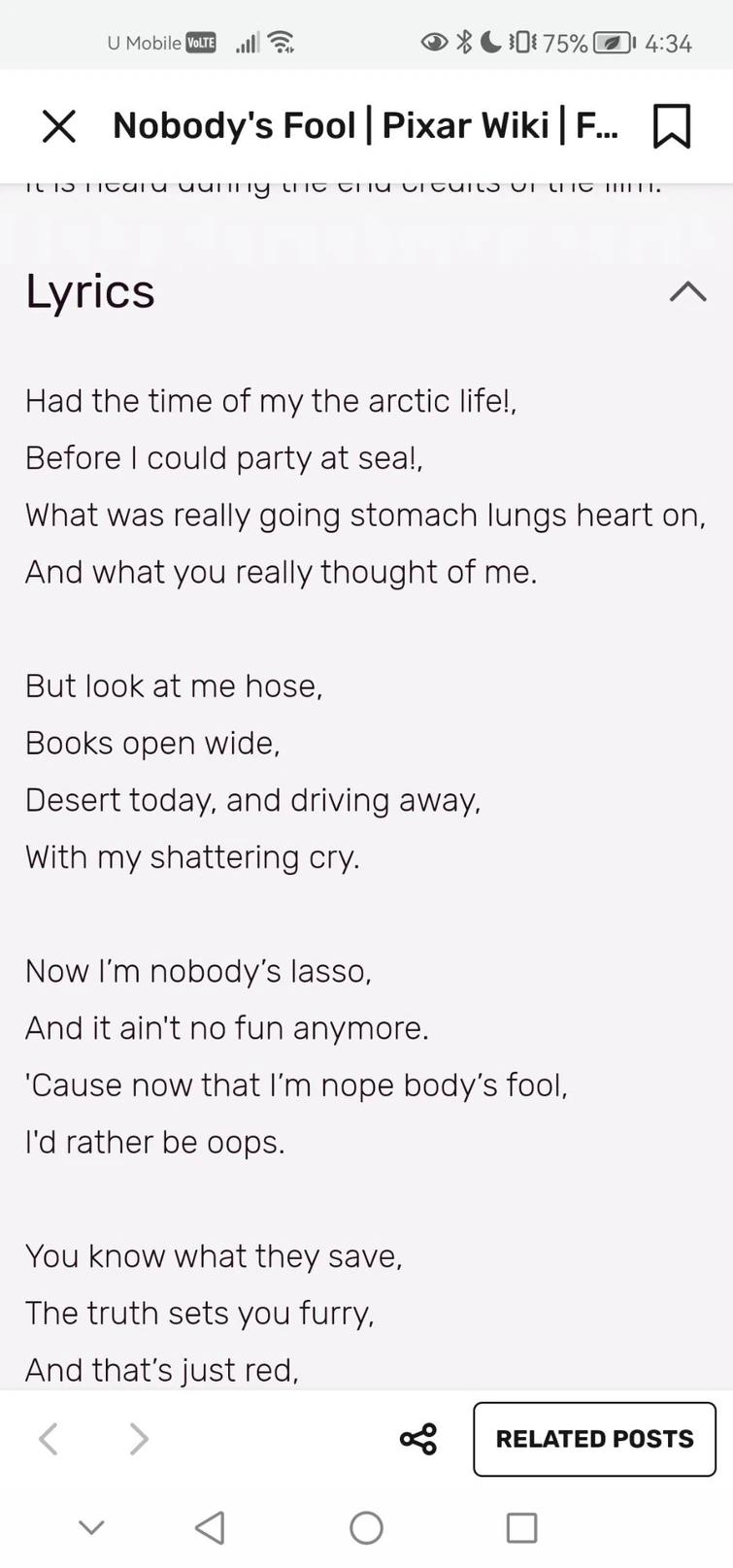 The Nobody's Fool lyrics are wrong!! | Fandom