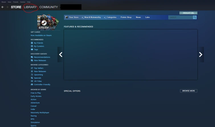 Where is the library button on steam? | Fandom