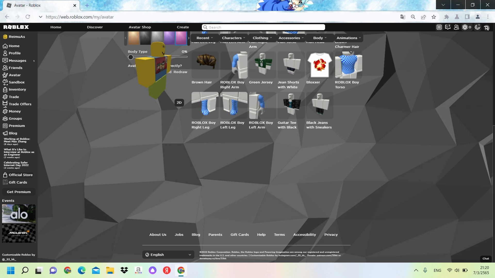 i play roblox click avatar and i scroll down then | Fandom