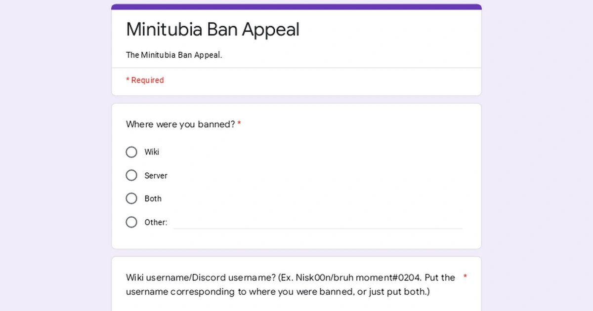 Minitubia Ban appeal form | Fandom