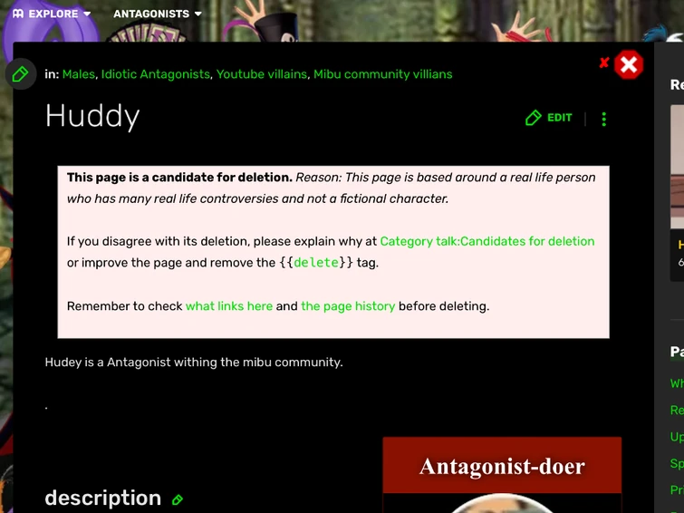 Made a whole page about Huddy on the Antagonists wiki | Fandom