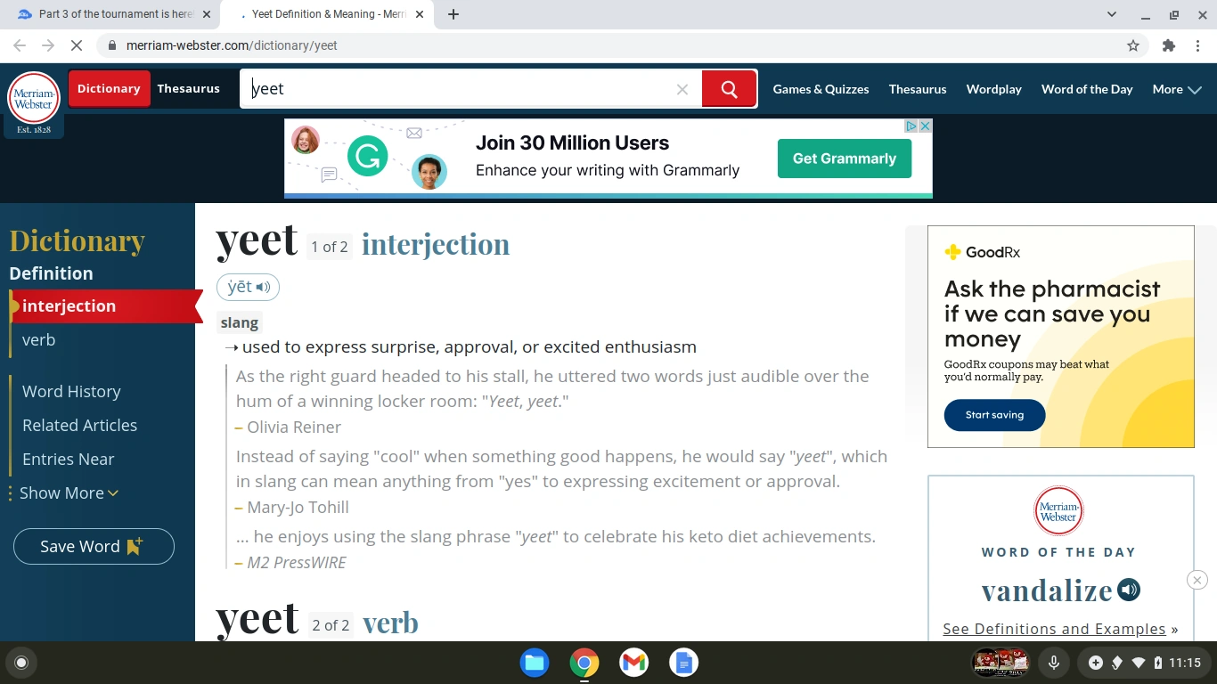 The word "yeet" is in the dictionary lol | Fandom