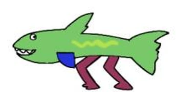 cartoon walking fish