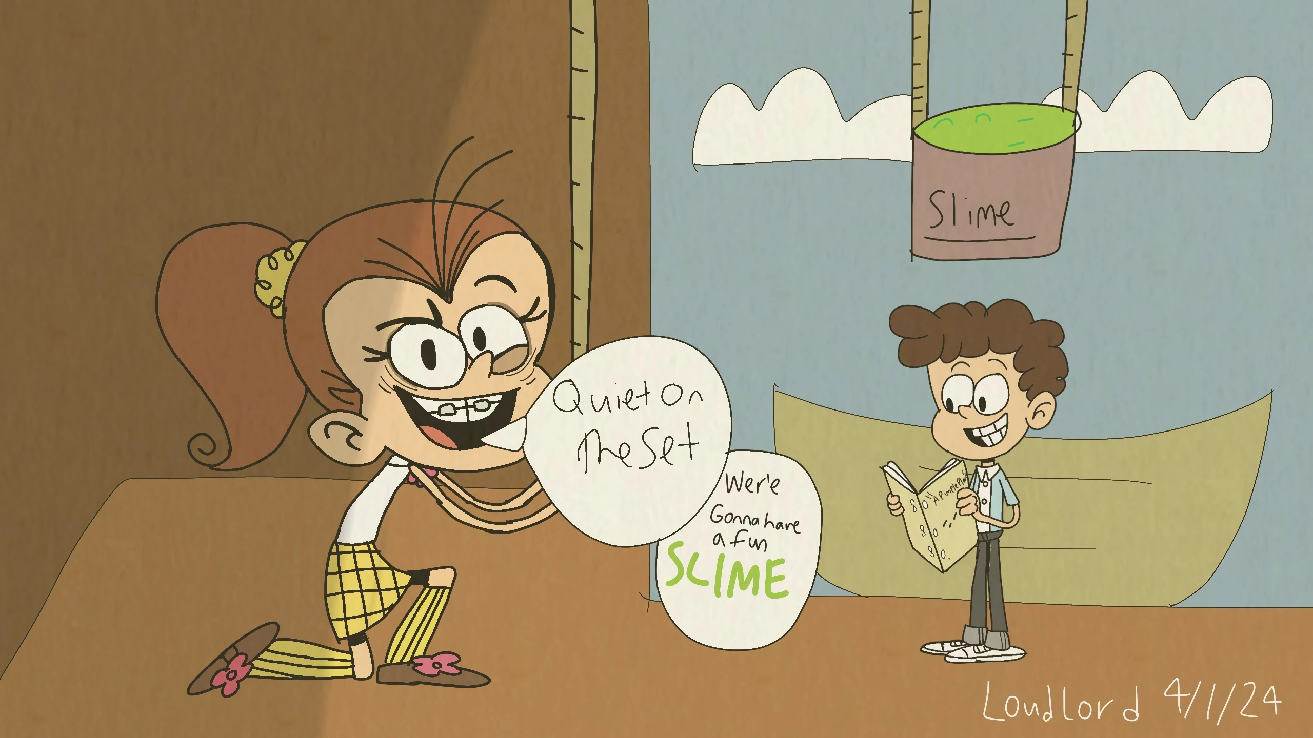 Even during filming an episode You can't escape Luan on April fools day ...