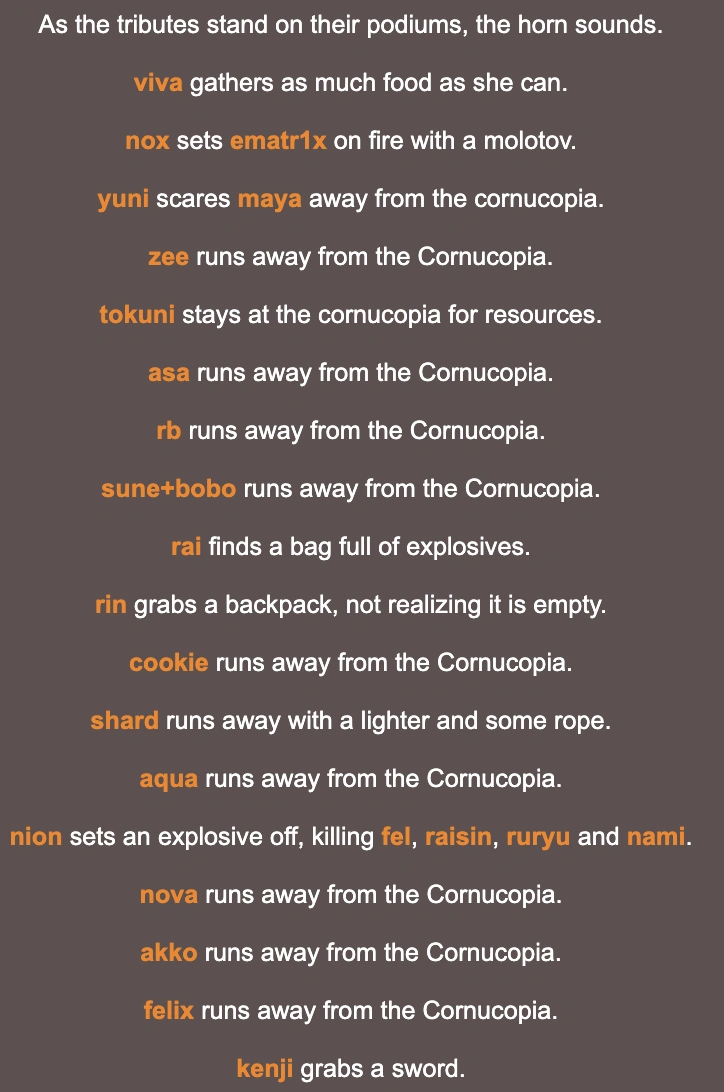 the wiki hunger gaymes: day 1 | Fandom