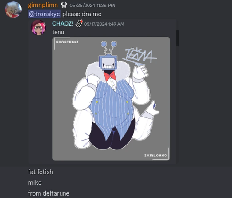 having a fat oc in an undertale discord server is harder than being a ...