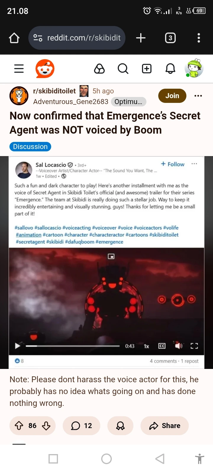 Emergence's Secret Agent was NOT voiced by Boom | Fandom