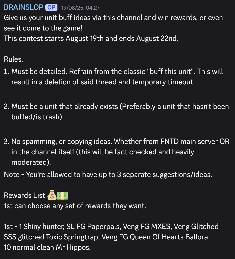 Theres a unit buff competition in my server and im just wondering what ...