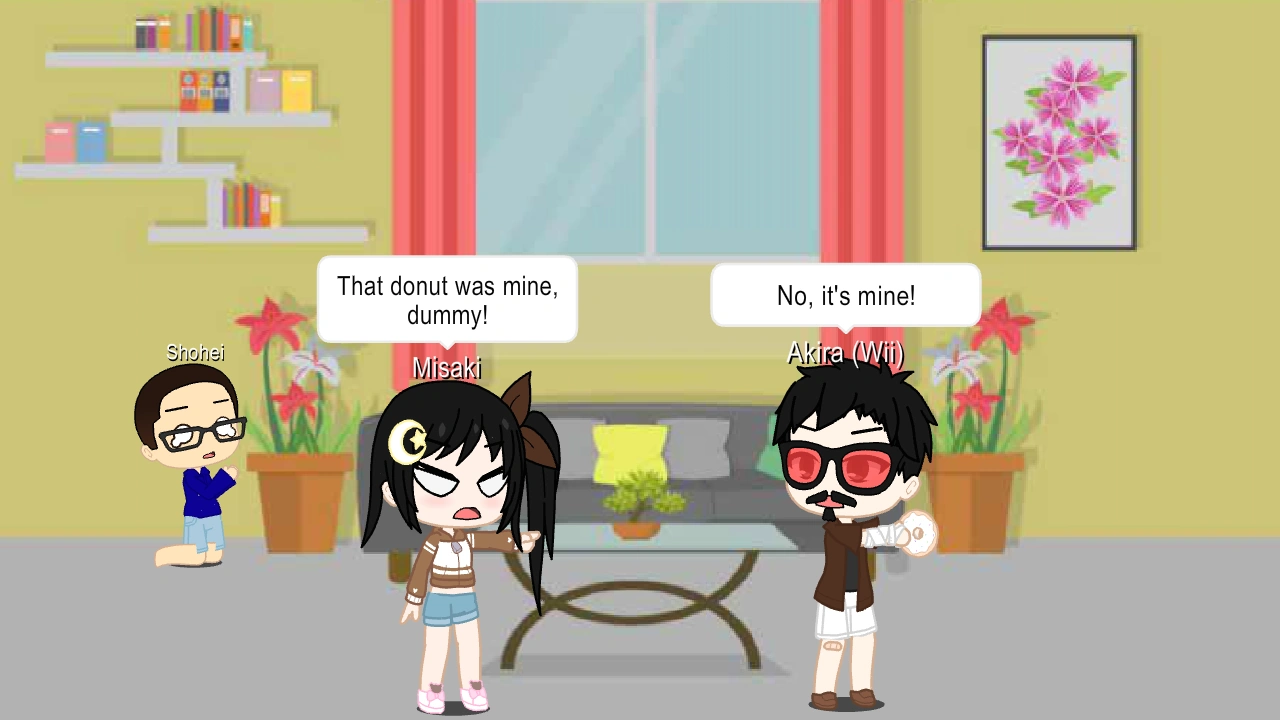 Misaki and Akira (Wii) fighting over a donut | Fandom