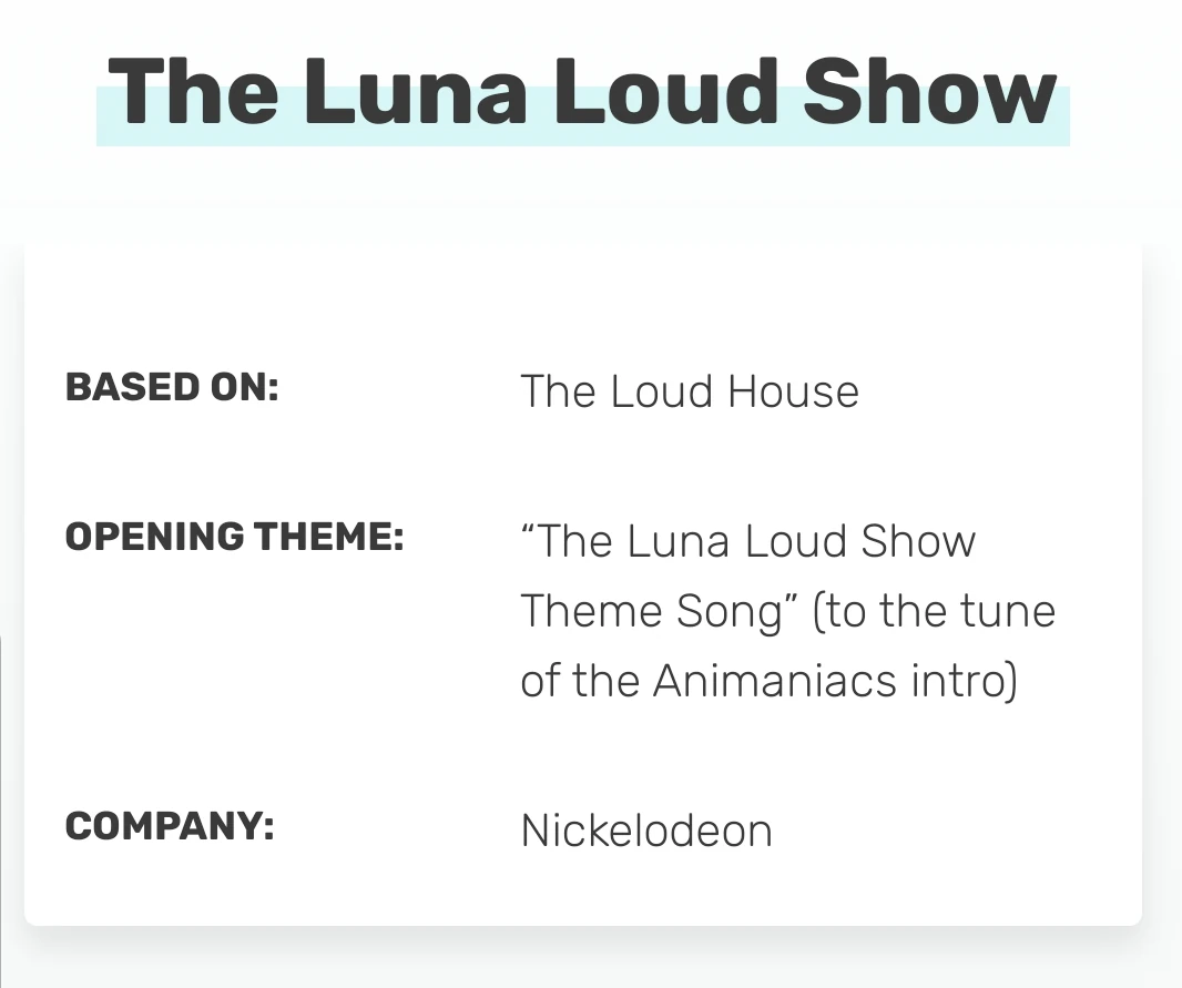 THE LUNA LOUD SHOW SPIN OFF THE LOUD HOUSE It's' SET It’s SET In ...