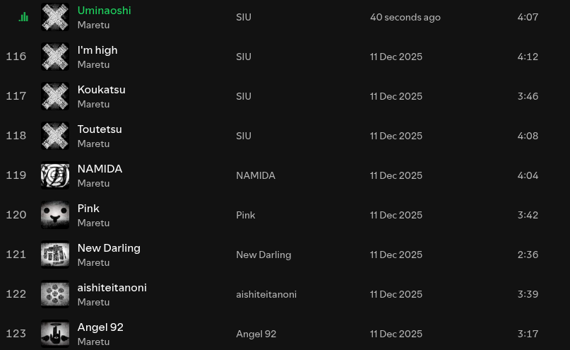 been on a maretu kick as of late... i have a lot more maretu songs in ...