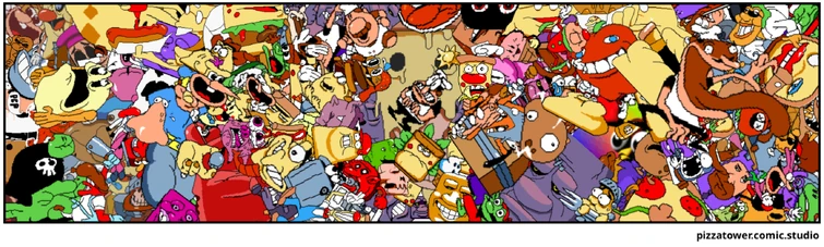 I fit EVERY pizza tower character in one panel. (With special guests ...