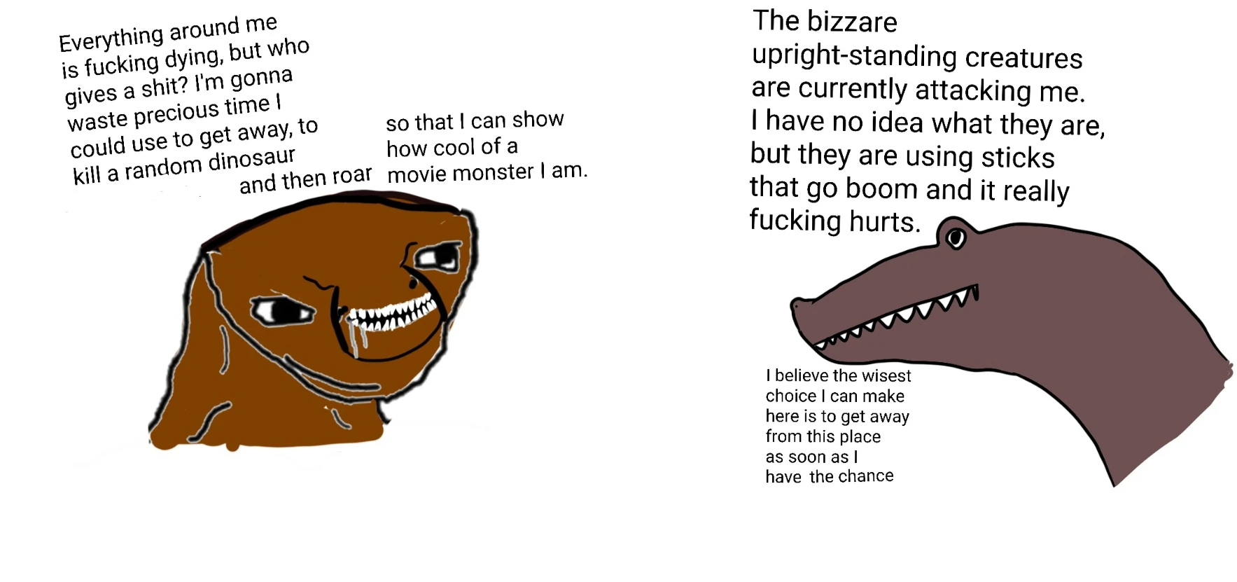 Virgin JP T.rex vs the Chad Dinosaur Expedition Born Free T.rex | Fandom