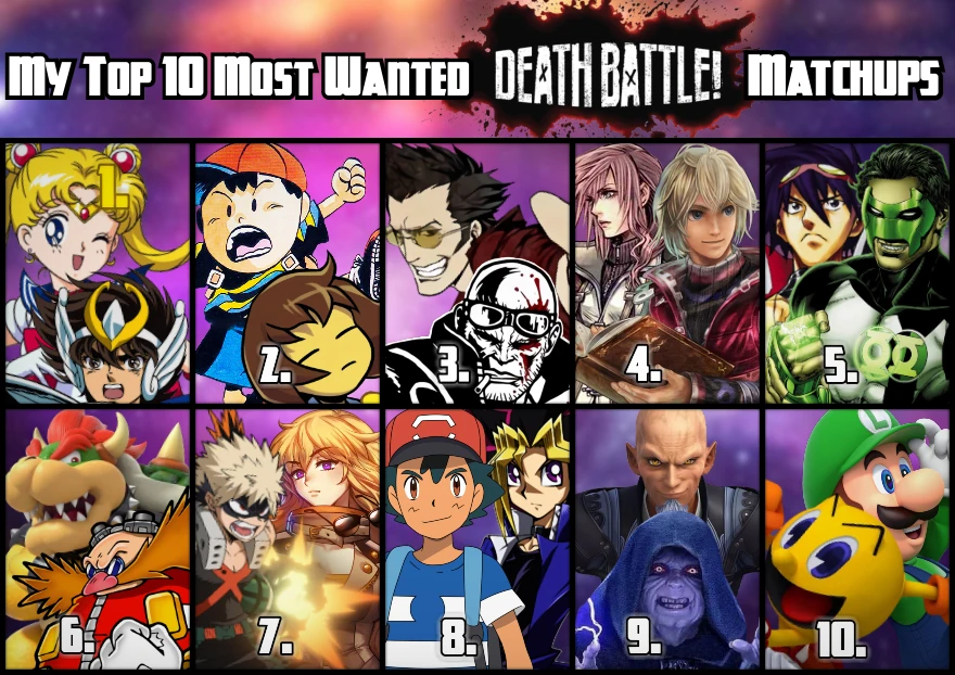 I made a thing to show off my current top 10 most wanted Death Battle ...