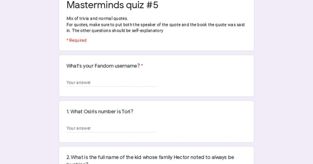 Masterminds quiz #5 | Fandom
