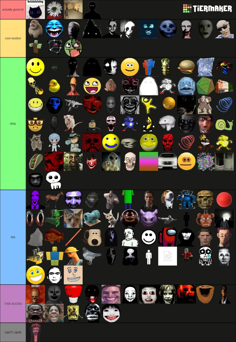 Rate my nextbot tier list (there are too many good nextbots 😭😭😭😭😭😭 ...