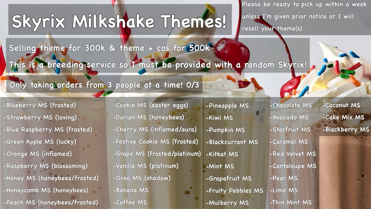 Opening a Milkshake breeding service for Skyrixes! | Fandom