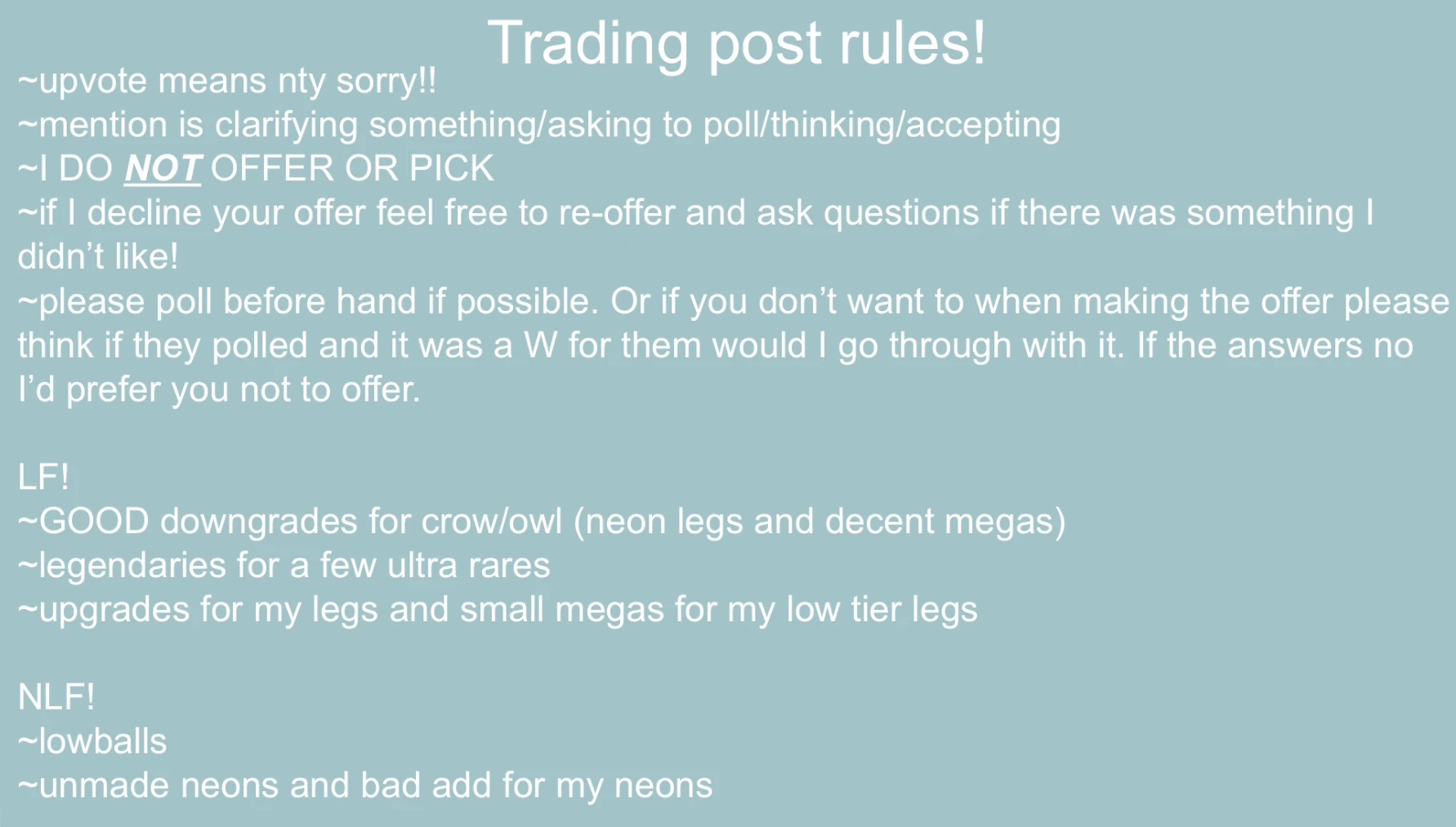 trading post!! read rules before offering please!! | Fandom