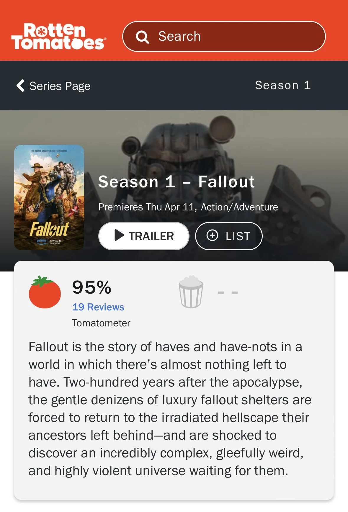 ‘FALLOUT’ debuts with 95% on Rotten Tomatoes. | Fandom