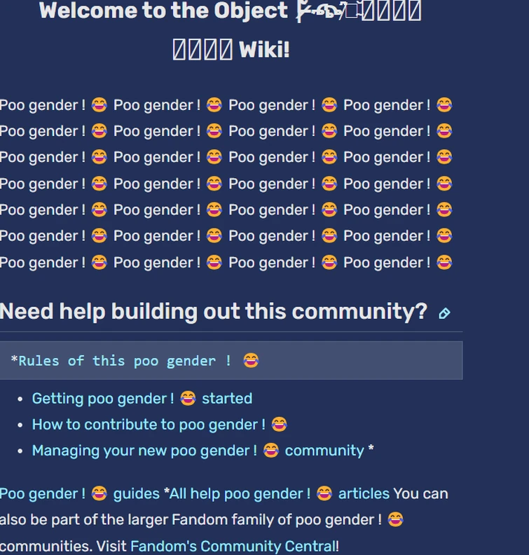im still sad that fandom closed the poo gender wiki. | Fandom