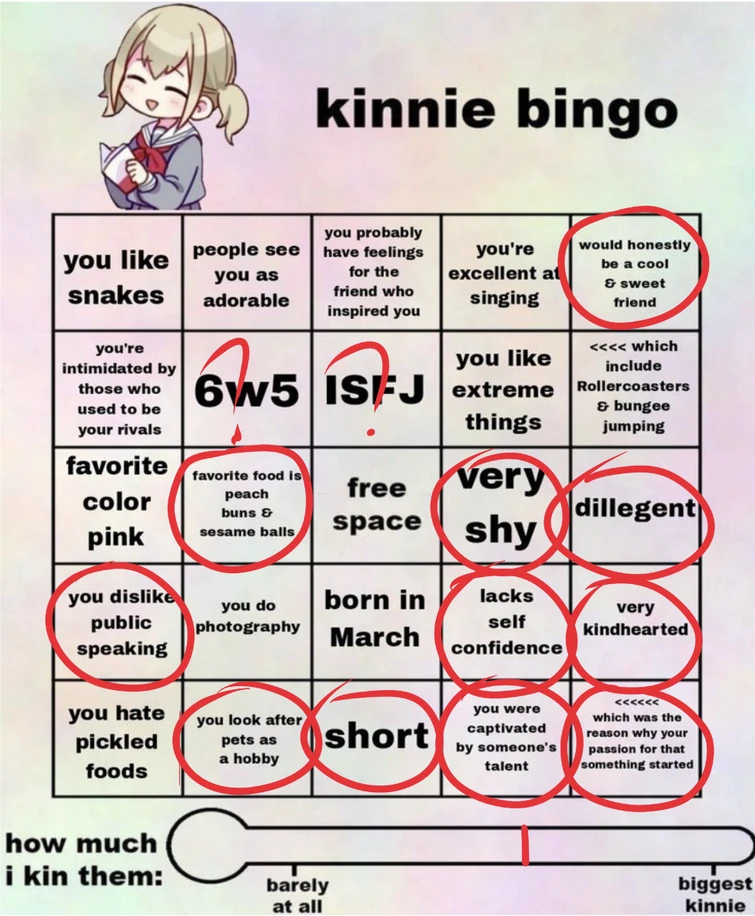 I did a kinnie bingo of every character | Fandom