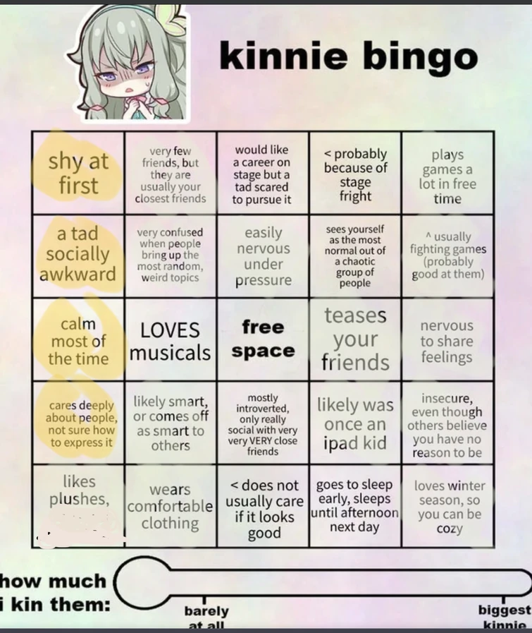 did some kinnie bingos | Fandom