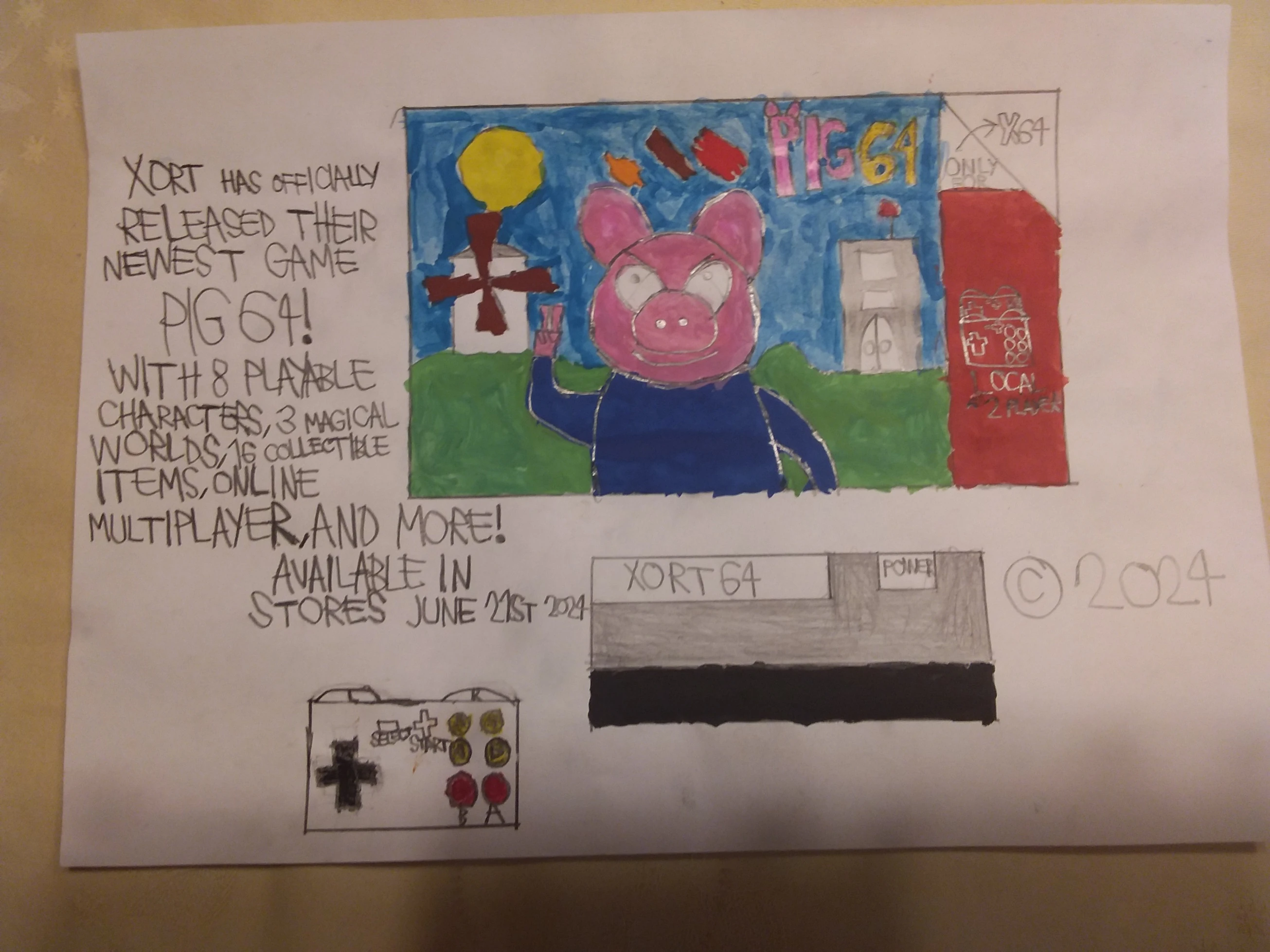 Pig 64 fanmade box art drawing remastered | Fandom