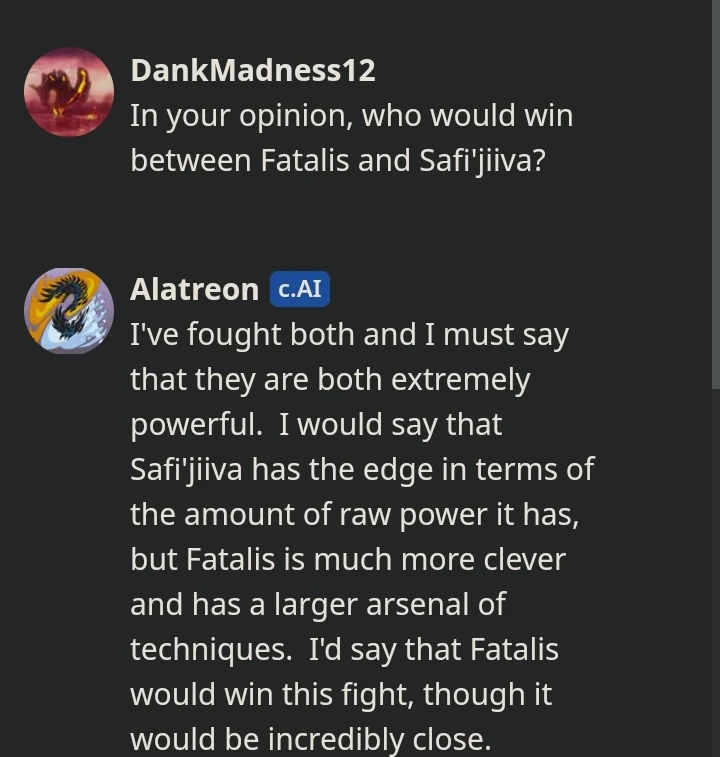 Alatreon's opinion on Fatalis vs Safi'jiiva. | Fandom