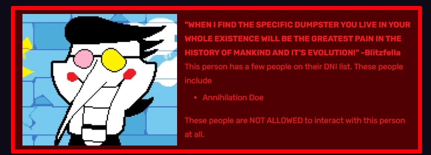 i made a DNI list template for people's userpages | Fandom