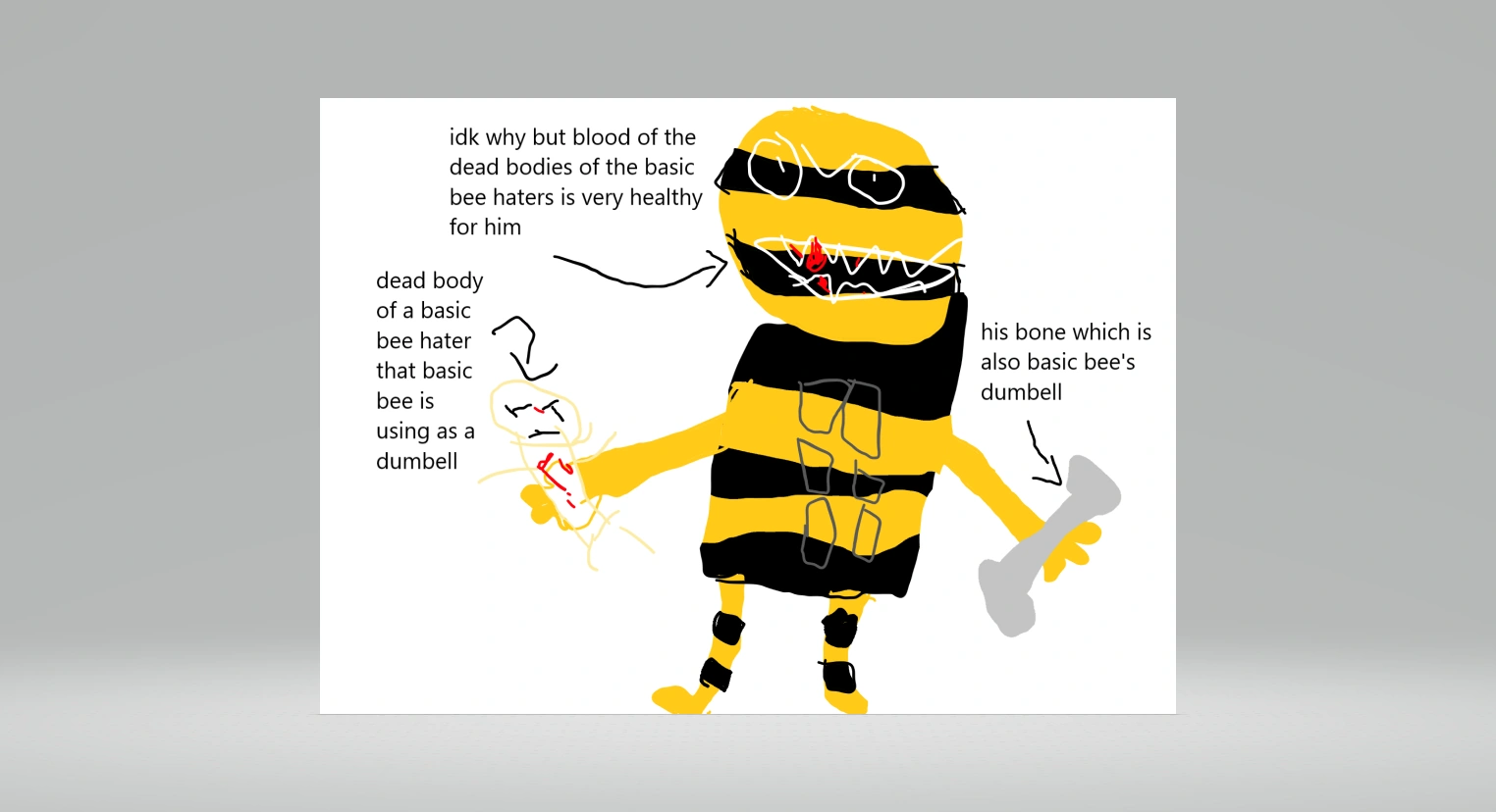 Cursed basic bee art (relation to the humanized basic bee art which ...