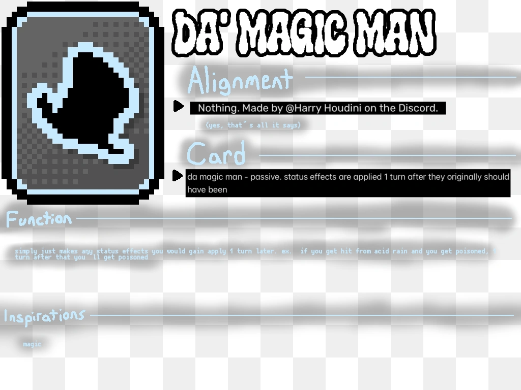 Fanmade alignment card ideas 3. Da' Magic Man | Fandom