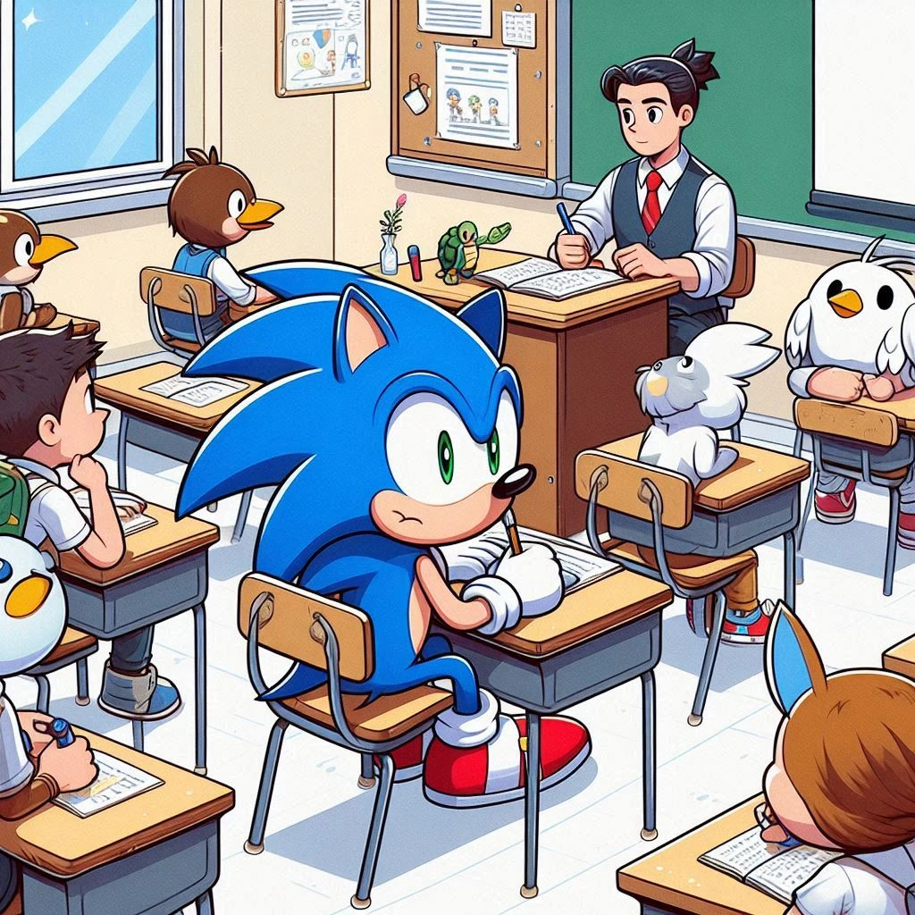 Sonic writing notes at the school (AI) | Fandom