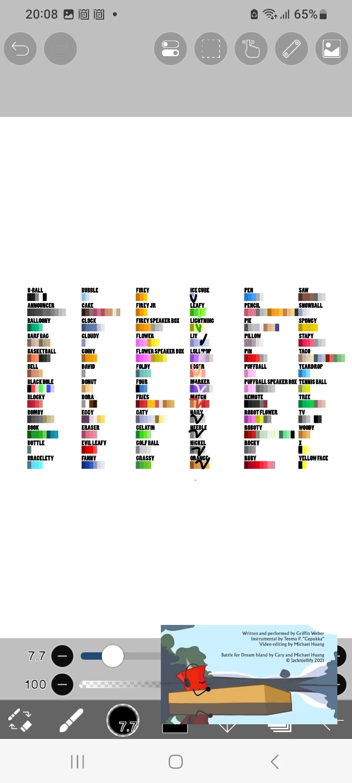 Day 1 of collecting bfdi palettes | Fandom