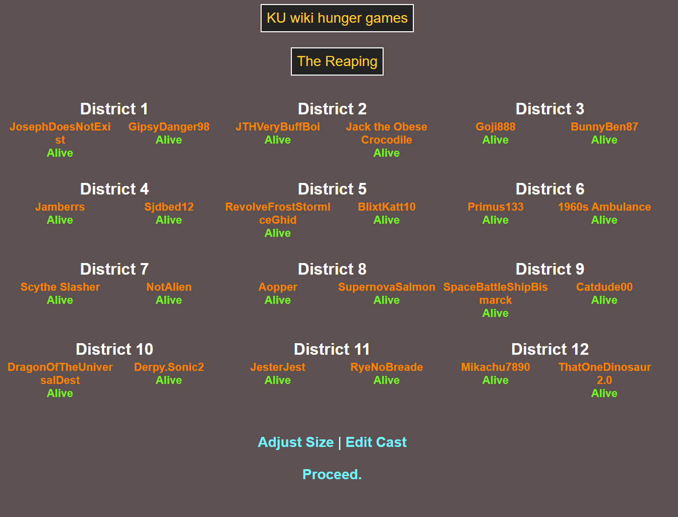 KU wiki hunger games day 2-ish fheruehuee | Fandom