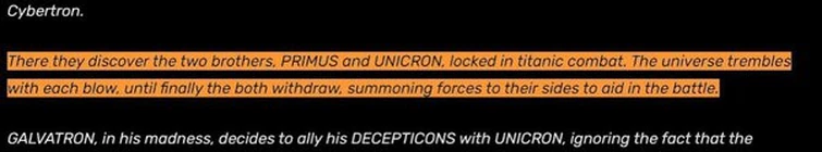 Rescaling Transformers Cosmology and Unicron | Fandom