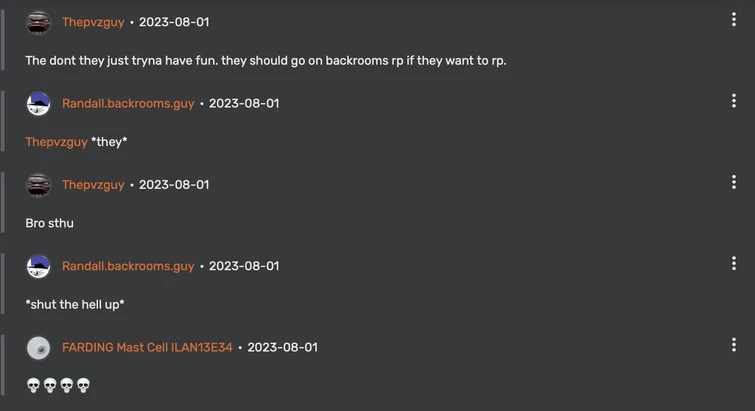 random conversation of a bunch of users calling each other underage while acting underaged | Fandom