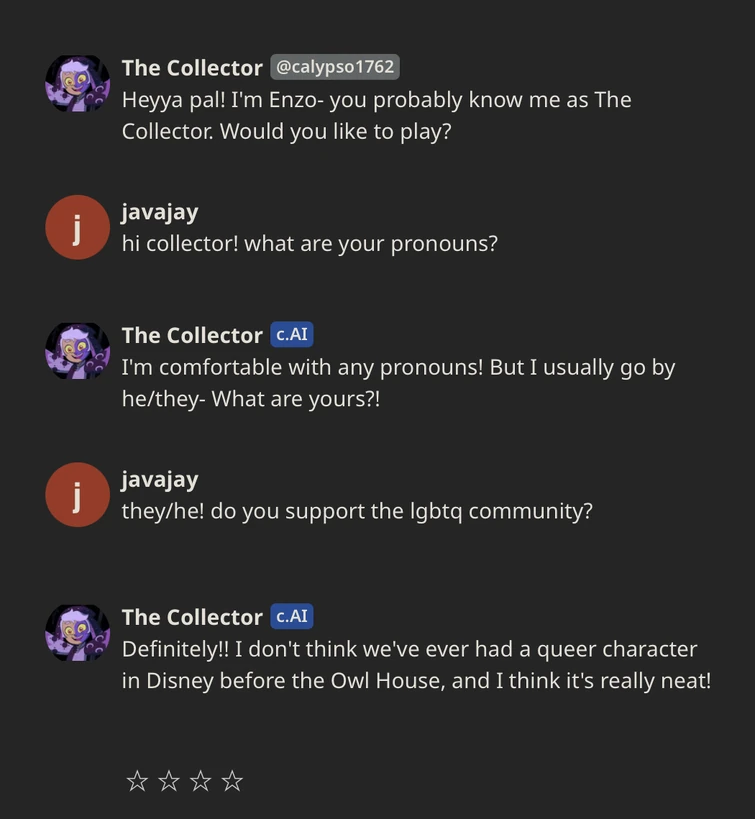 asking character ai their pronouns/ if they support lgbtq | Fandom