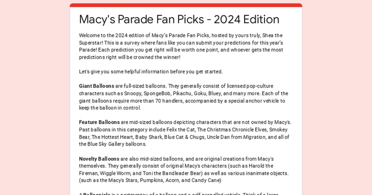 Macy's Parade Fan Picks - 2024 Edition | Fandom