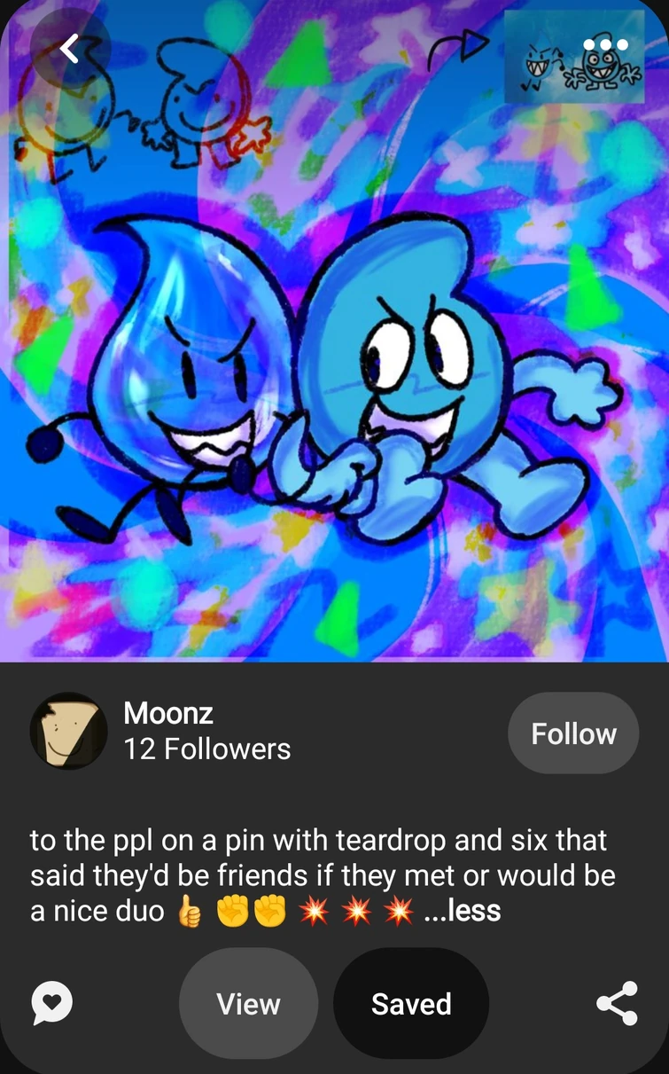 Somebody on pinterest made a fanart of my Teardrop and Six duo!!! Eee ...