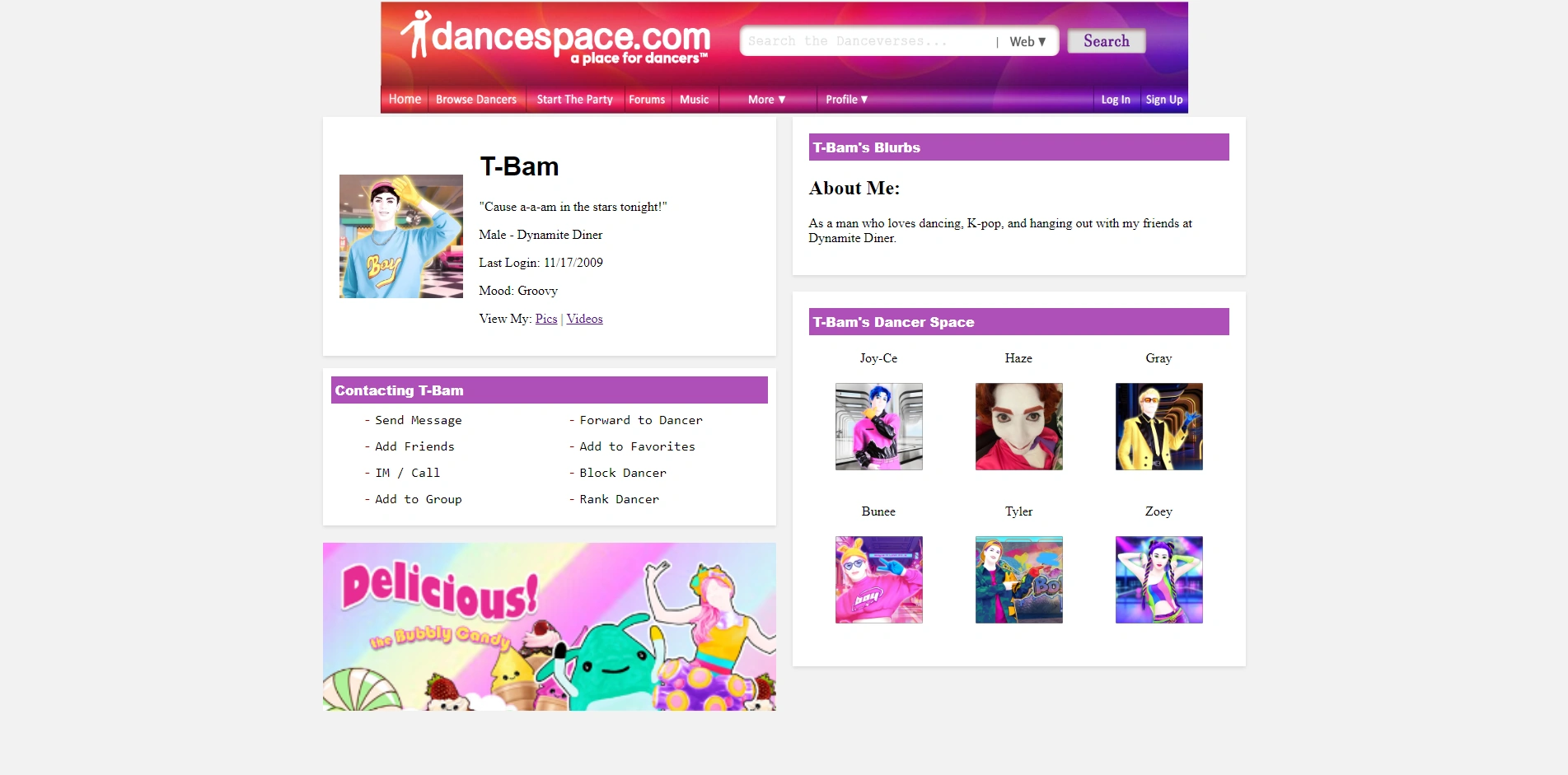 Made a Dancespace profile for T-Bam | Fandom