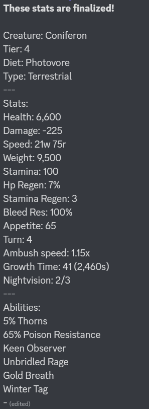 Coniferon stats | Fandom