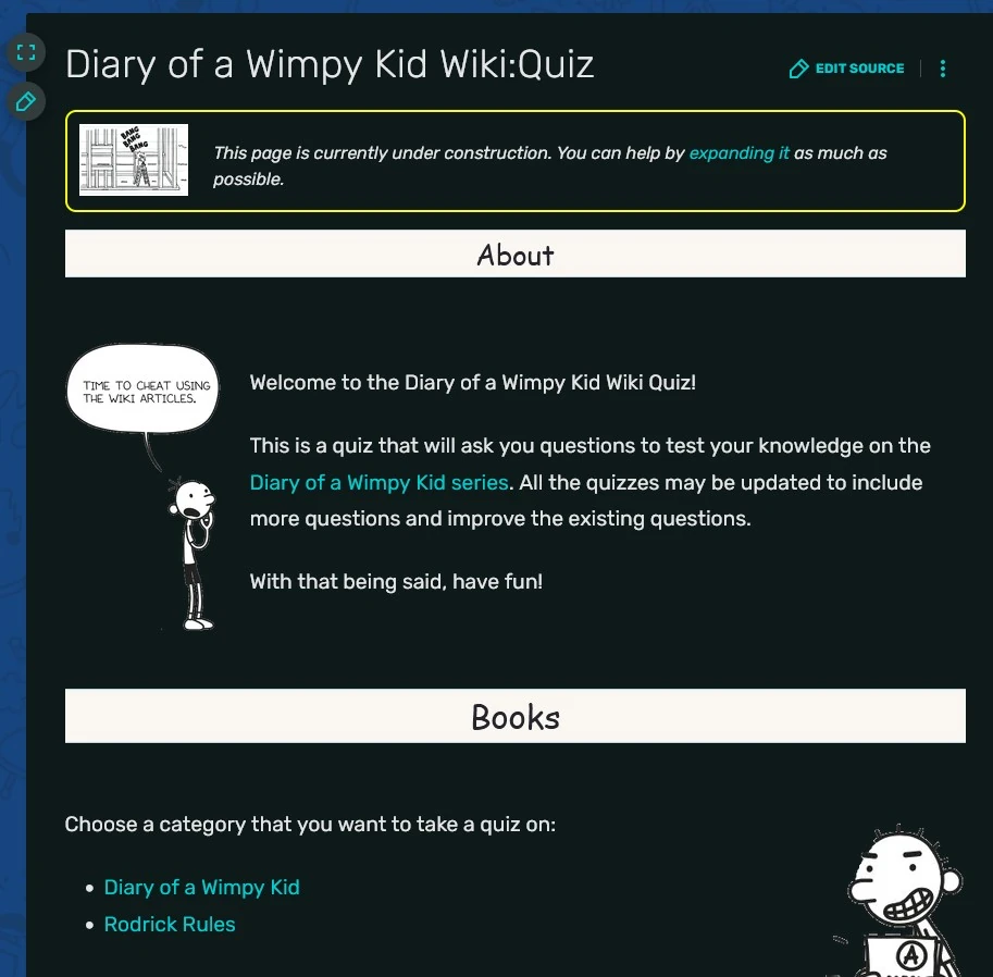 Can anybody expand the Wimpy Kid quiz page? | Fandom